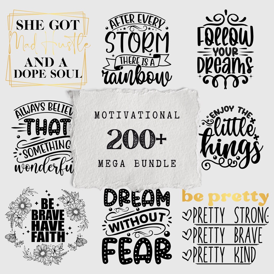 200+ Motivational Quote Designs: PNG & SVG Mega Bundle (digital ...