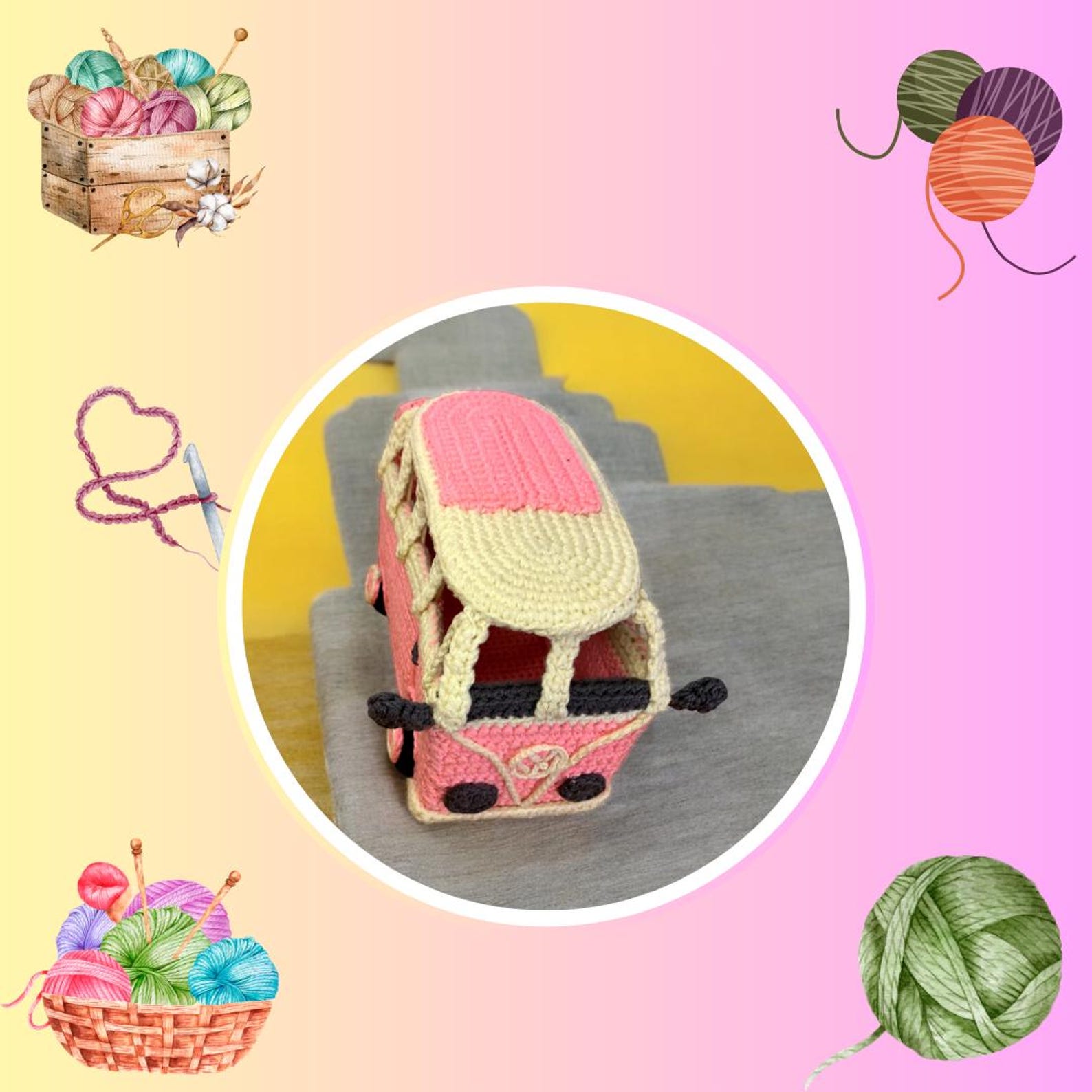 DIY Volkswagen Bus Crochet Pattern PDF | Retro Hippie Van Amigurumi ...