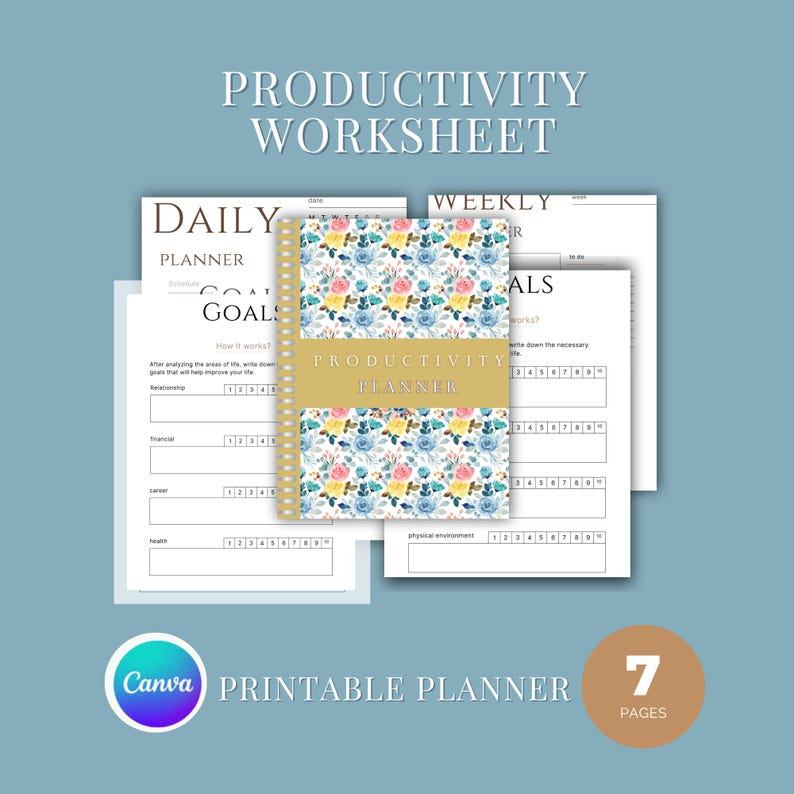 Productivity Planner Printable: Daily & Weekly To-do List (digital PDF ...