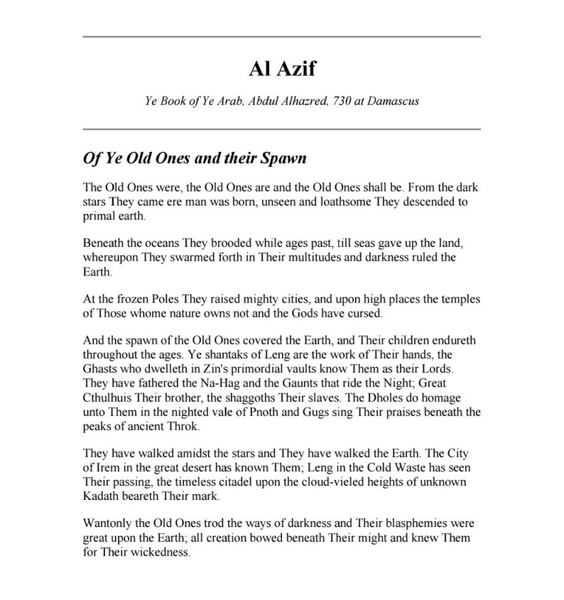 Necronomicon Digital Download Al Azif, Possible Inspiration for ...