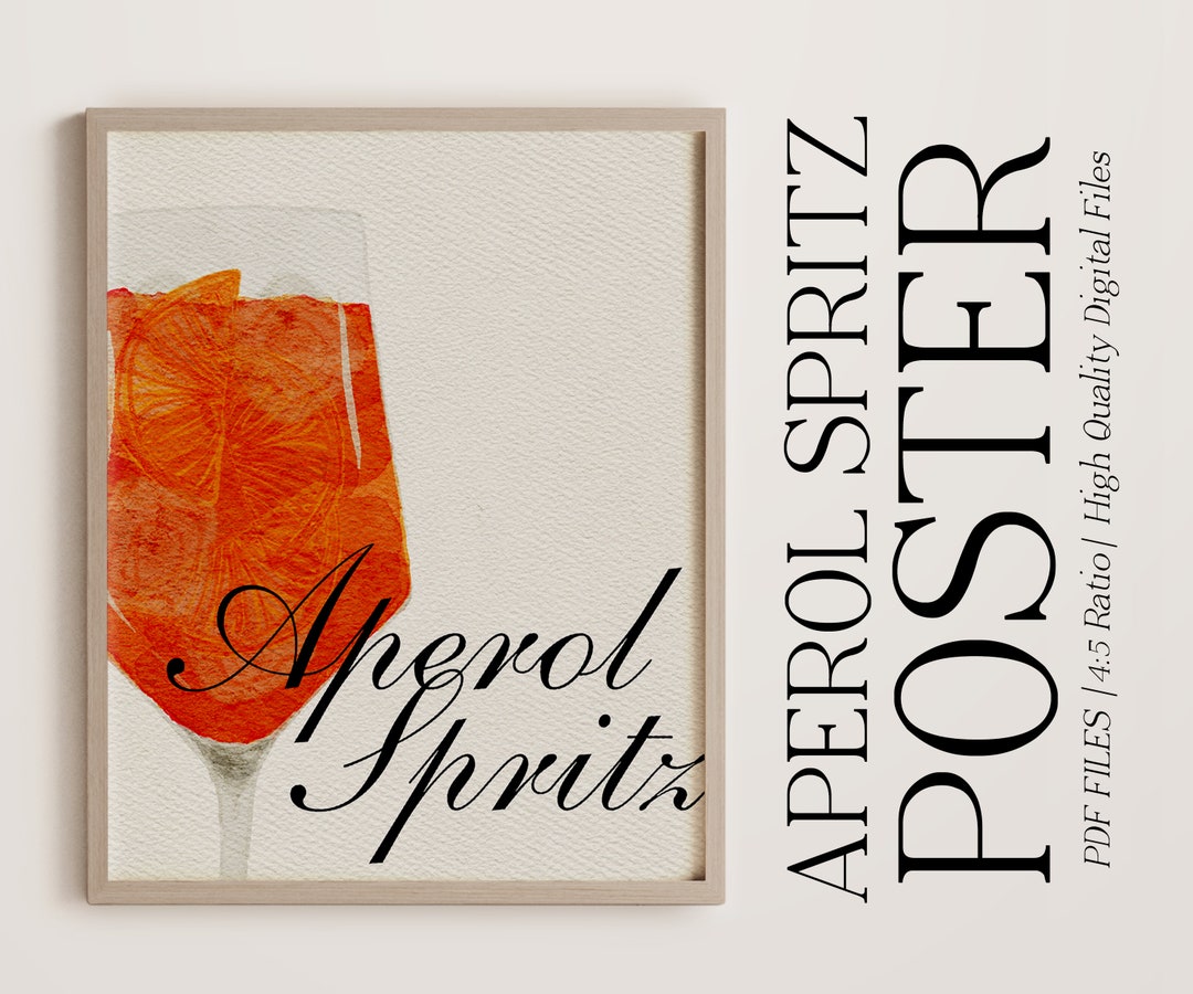 Aperol Spritz Watercolour Poster Digital File | Cocktail Illustrations ...