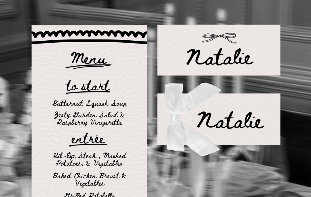 Menu | Template | Digital | Download | Place Card | Editable | Canva ...