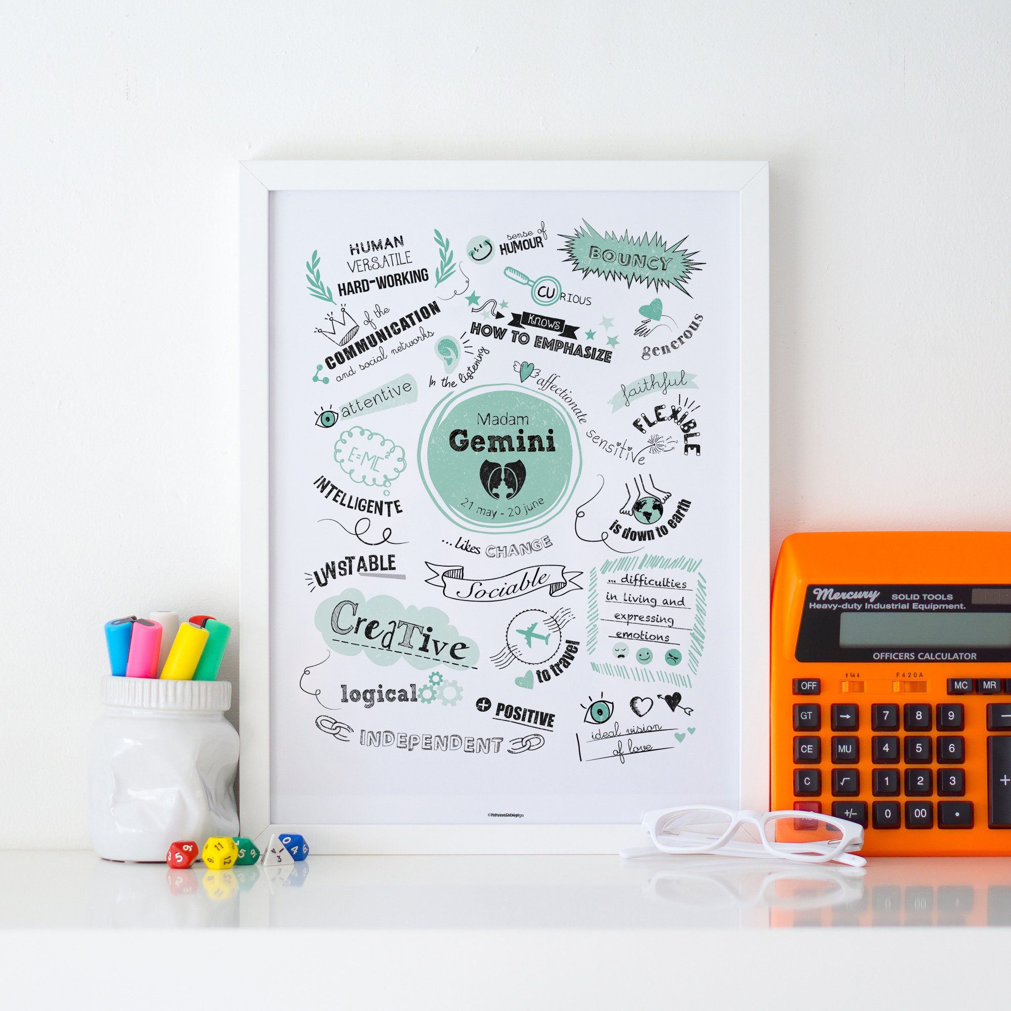 Personalized Poster Doodle Gémeaux - Poster A4 - FR/EN - Etsy