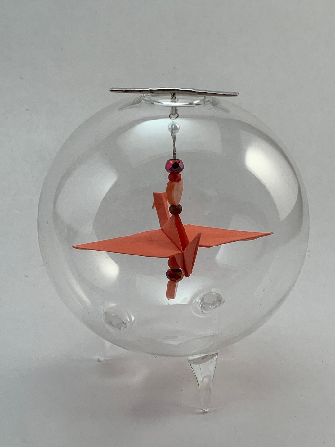 Boutique Crane II - Paper Crane in Glass Globe W/beads, Personalized ...