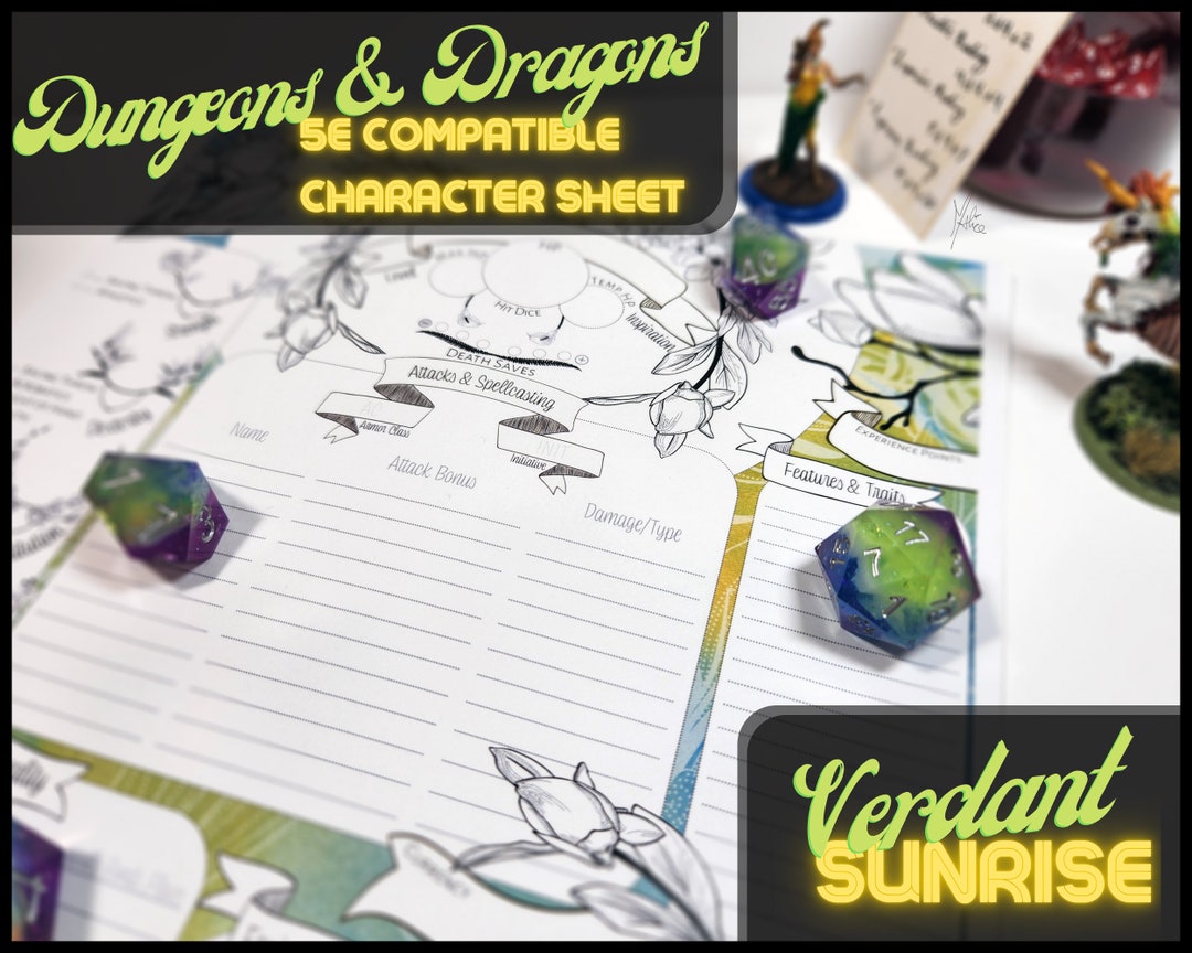 Wild Escapade Character Sheet in Verdant Sunrise | Dnd 5e | Fillable ...