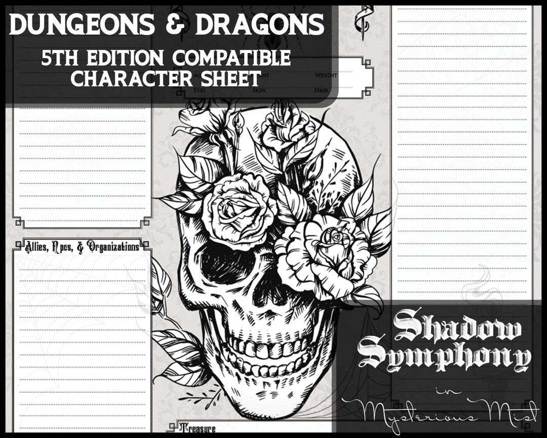 Hoja de personaje de Shadow Symphony en Mysterious Mist / DnD 5e / PDF ...
