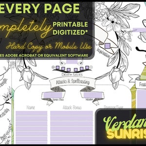 Wild Escapade Character Sheet in Verdant Sunrise | Dnd 5e | Fillable ...