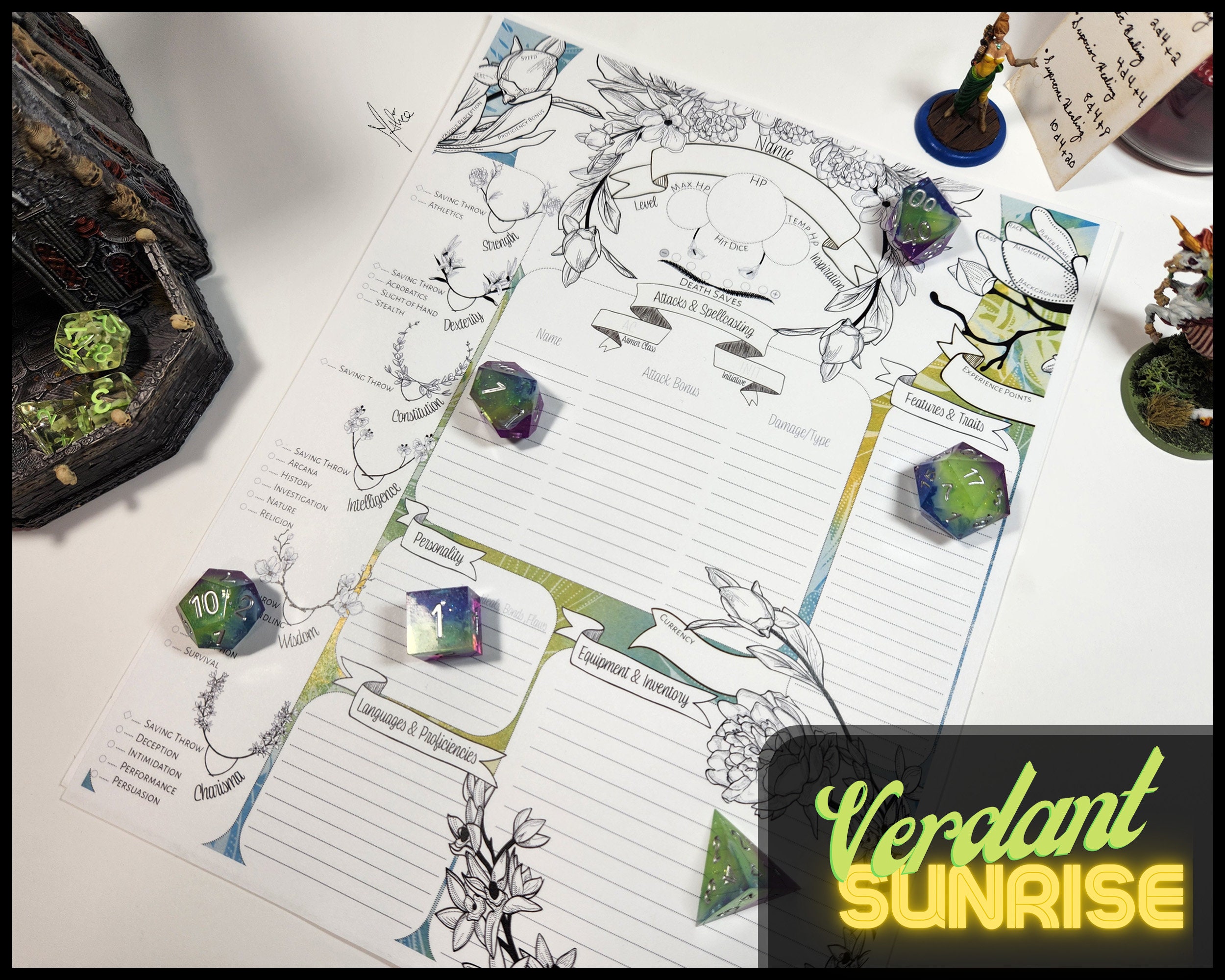 Wild Escapade Character Sheet in Verdant Sunrise Dnd 5e - Etsy