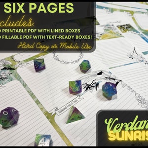 Wild Escapade Character Sheet in Verdant Sunrise | Dnd 5e | Fillable ...