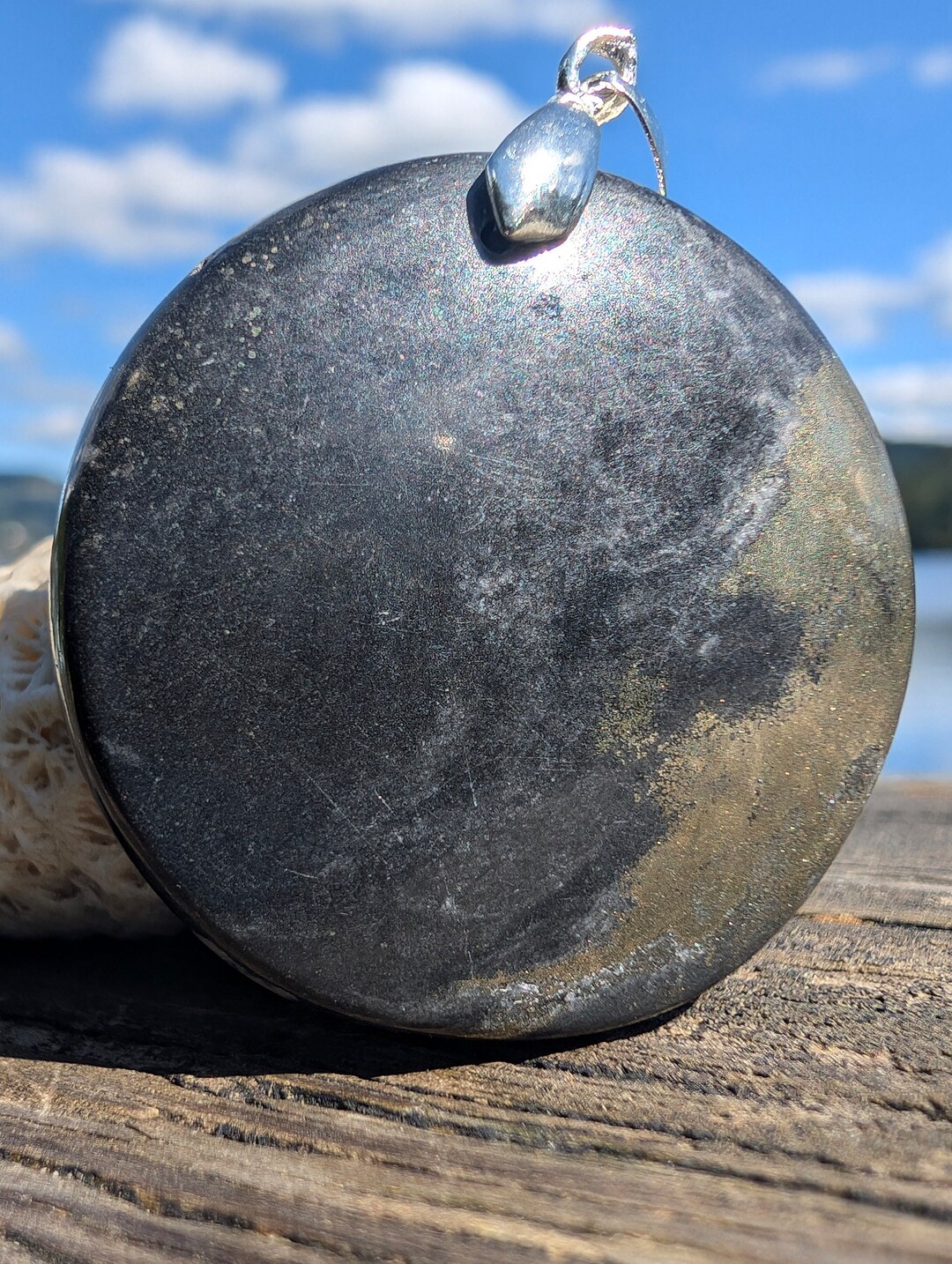 Hematite Pendant, Origin France, Gard, Medallion, 3cm, Beautiful Shine ...