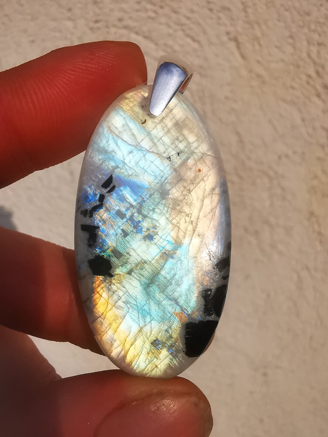 White Labradorite With Inclusion of Tourmaline, Peristerite, 5.5cm ...
