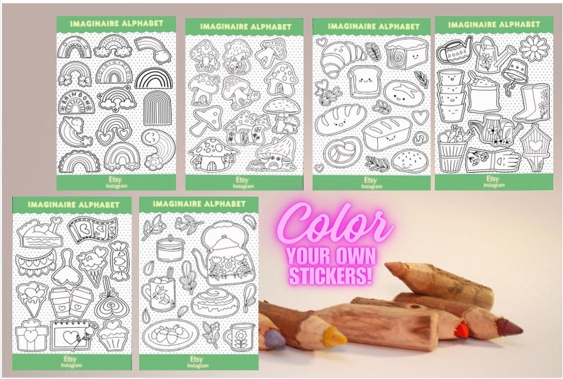 Color Your Own Stickers, DIY Sticker Pack, Colorable Planner Stickers ...