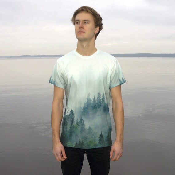 Forest Print Men's T-shirt Nature Themed Shirt Men | Etsy