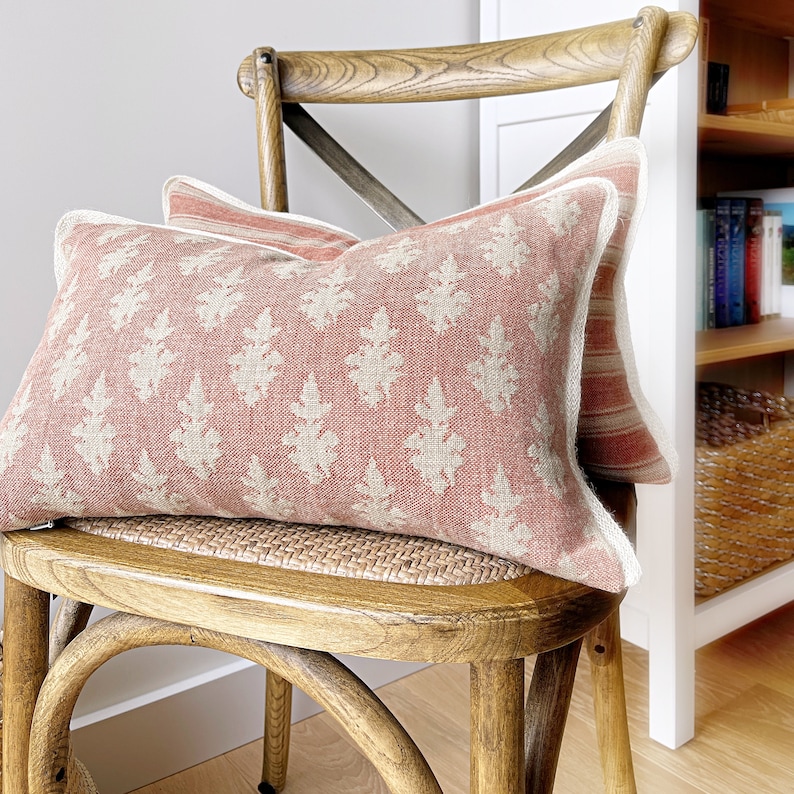 Modern Traditional Red and Beige Linen Pillow Cover French - Etsy