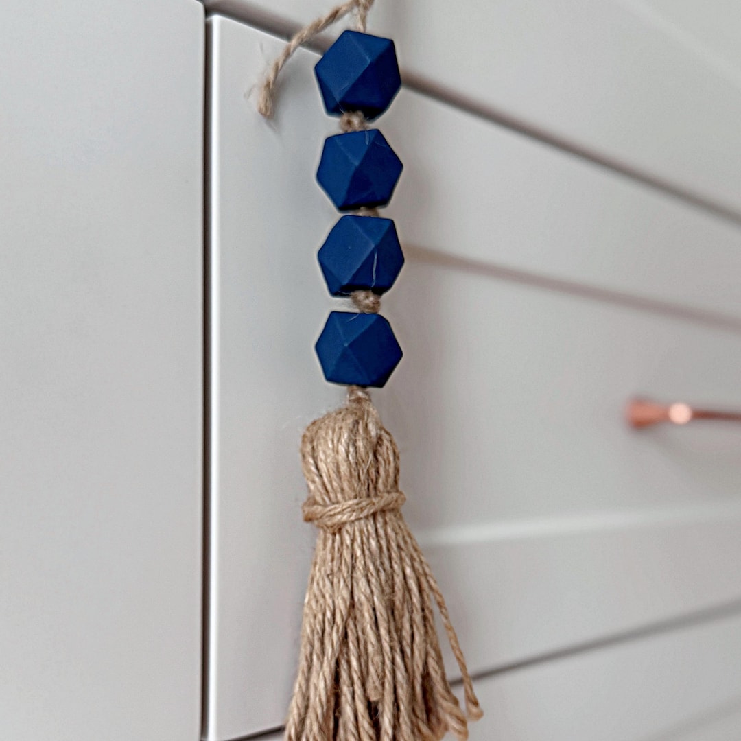 Petrol Blue Drawer or Cabinet Pulls With Tassels, Coastal Dark Teal ...