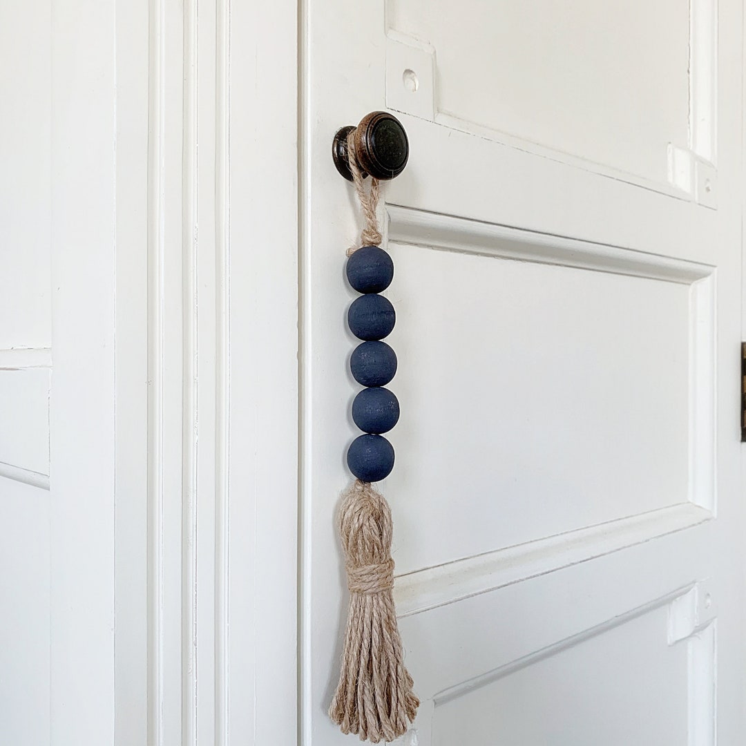 4 Mini Modern Farmhouse Beads, Drawer Pull Tassels, Black Hygge Decor ...