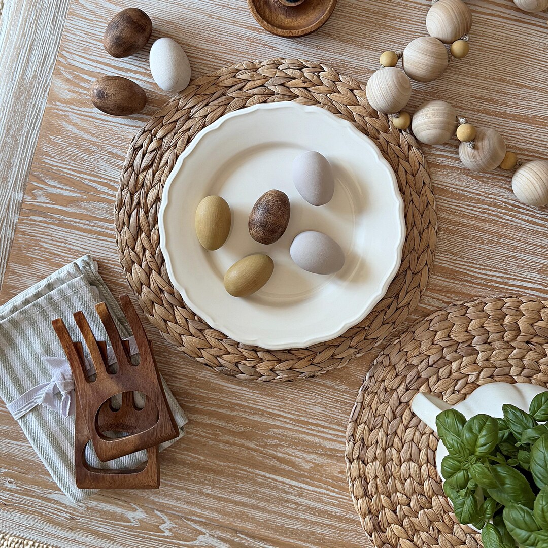 Hand-painted Wooden Easter Eggs, Rustic Farmhouse Spring Table ...