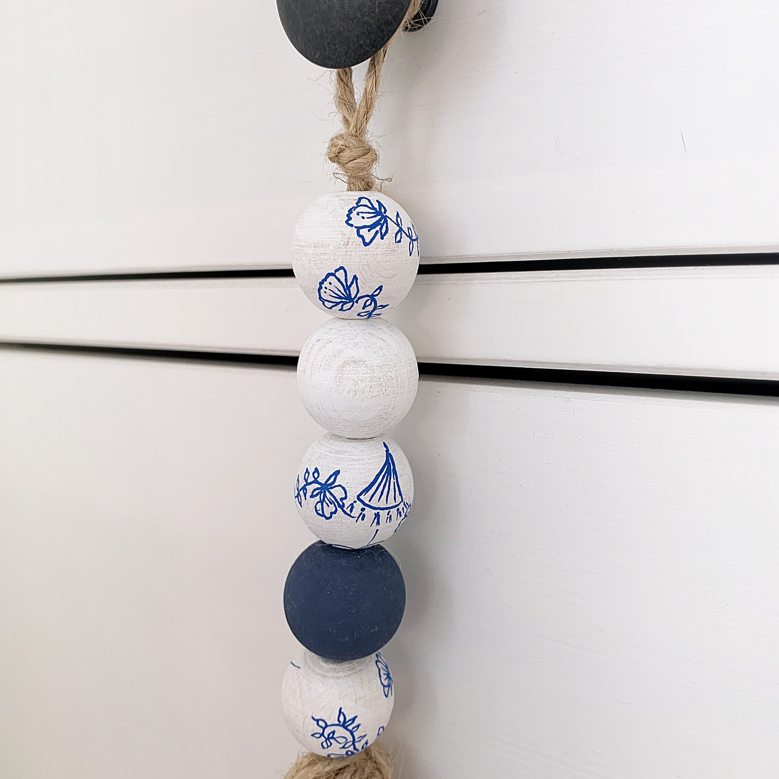 4 Chinoiserie Door Knob Hangers Hamptons Style Navy Blue and | Etsy ...