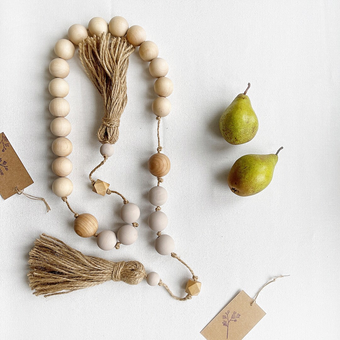 Oversized Wood Bead Garland With Jute Tassels: Coffee Table Decor - Etsy