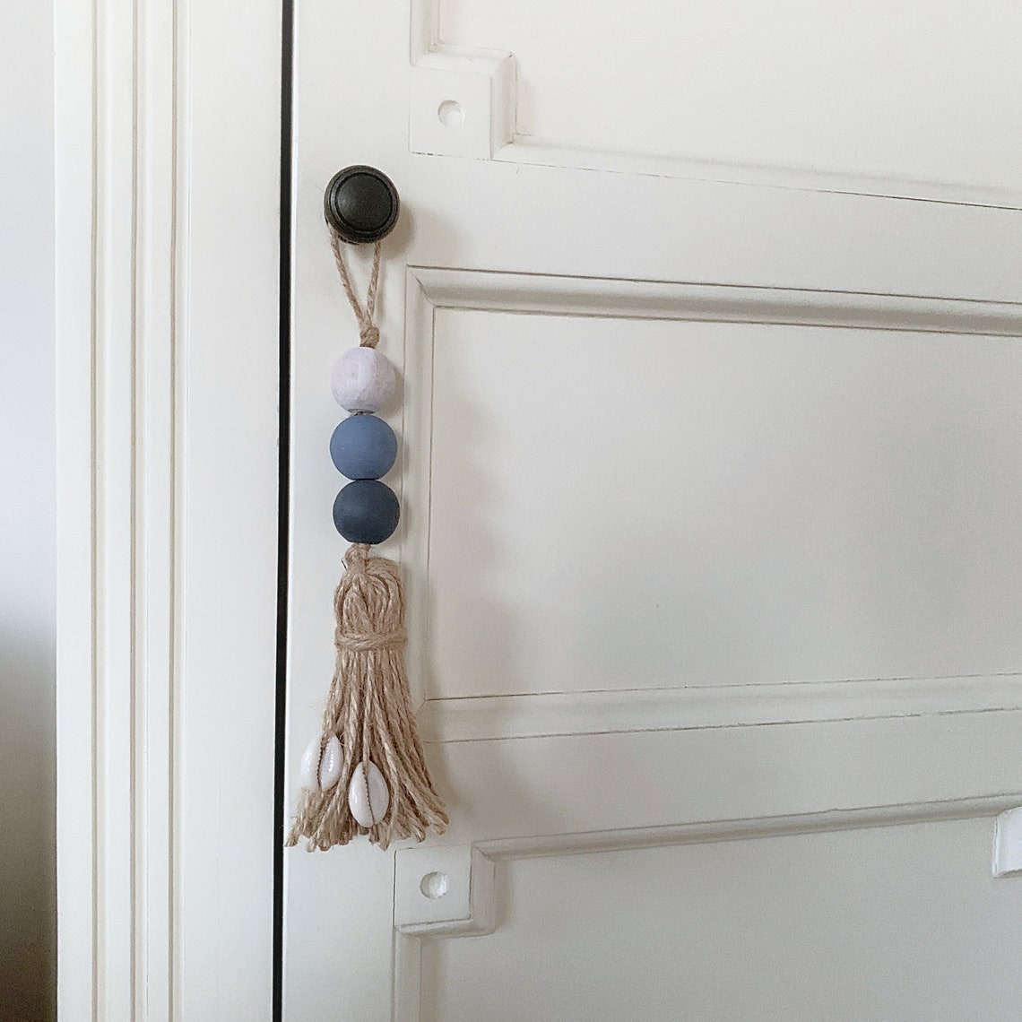 4 Doorknob tassels seashell drawer pull tassel with farmhouse | Etsy