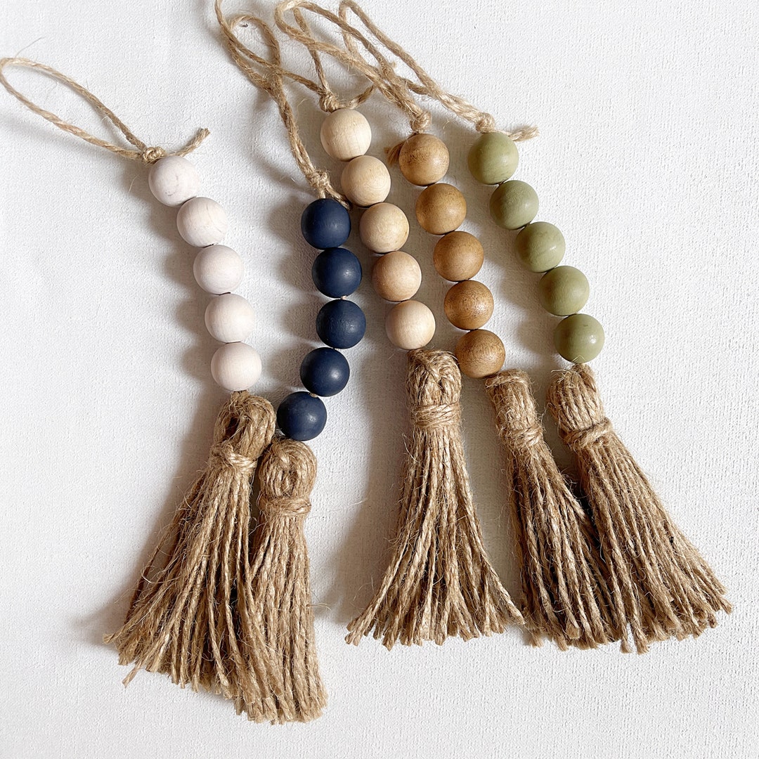 5 Doorknob Hangers, Neutral Masculine Beaded Tassels, Door Hanging ...