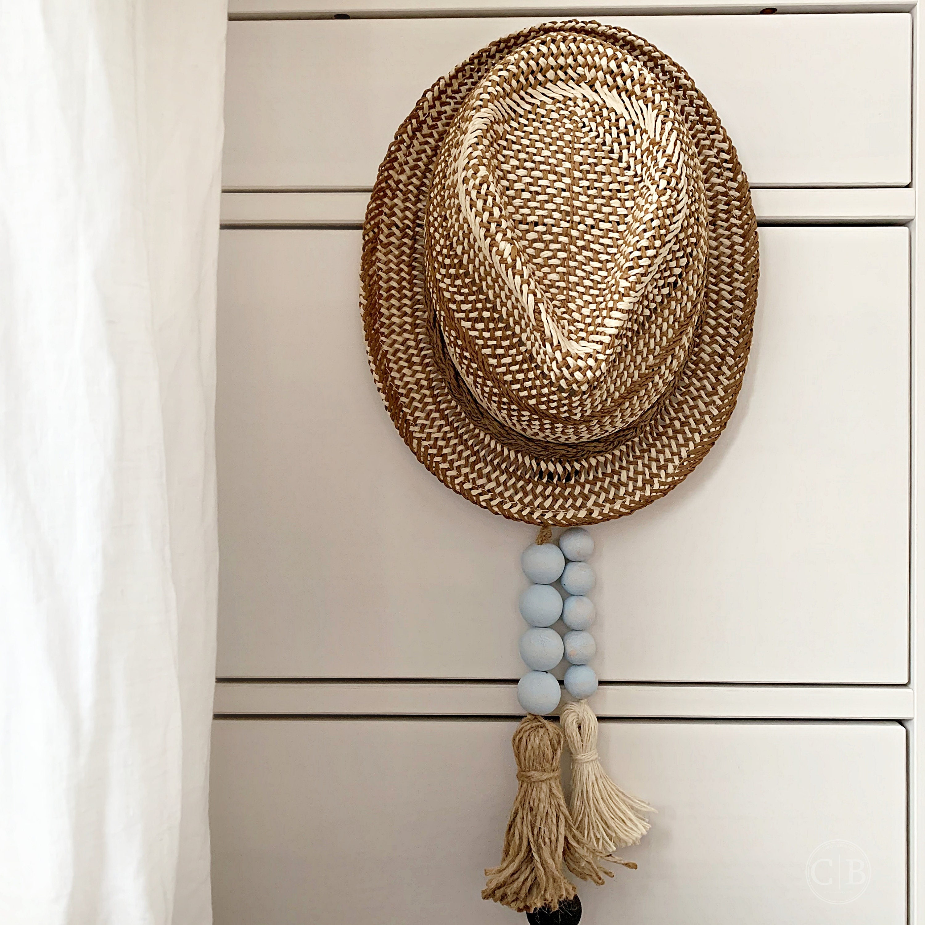 4 Door wood drawer pulls Blue doorknob tassel Tiered tray | Etsy