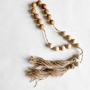 Oversized Wooden Bead Garland With Whitewashed, Natural and Stained ...