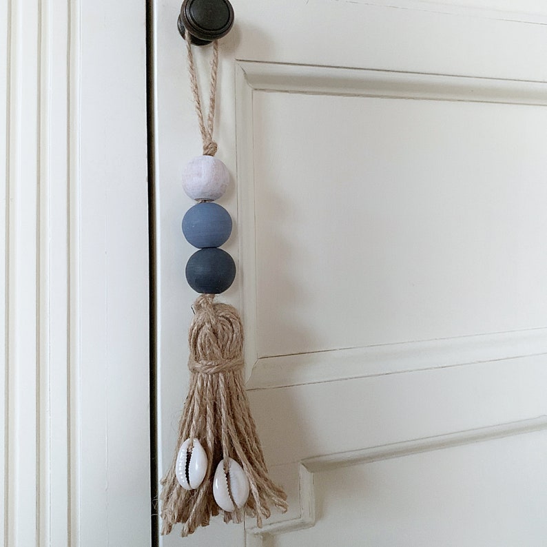 4 Doorknob Tassels Seashell Drawer Pull Tassel With Farmhouse - Etsy