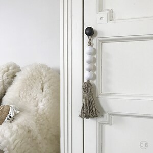 4 Mini Modern Farmhouse Beads, Drawer Pull Tassels, Black Hygge Decor ...