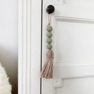 4 Door knob tassel with wood bead garland Drawer pull tassel | Etsy