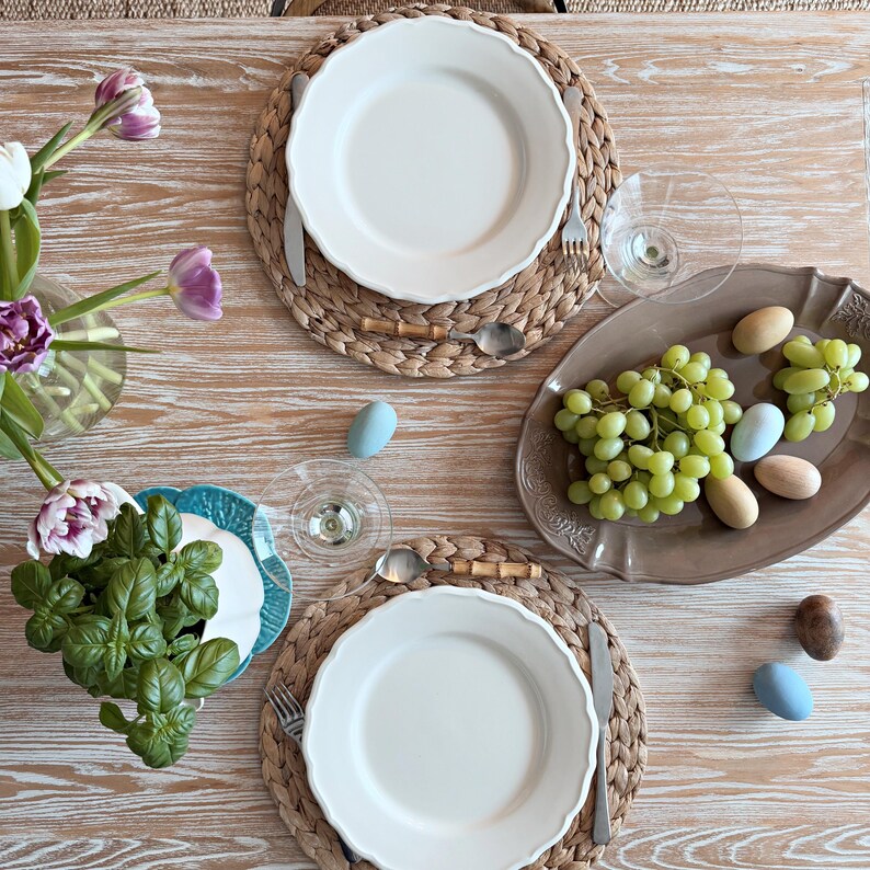 Painted Wooden Eggs, Spring Table Decor, Muted Blue Neutral Easter Eggs ...
