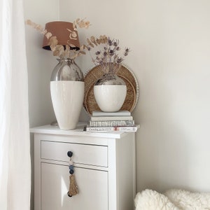 4 Doorknob Tassels, Seashell Drawer Pull Tassel With Farmhouse Beads ...