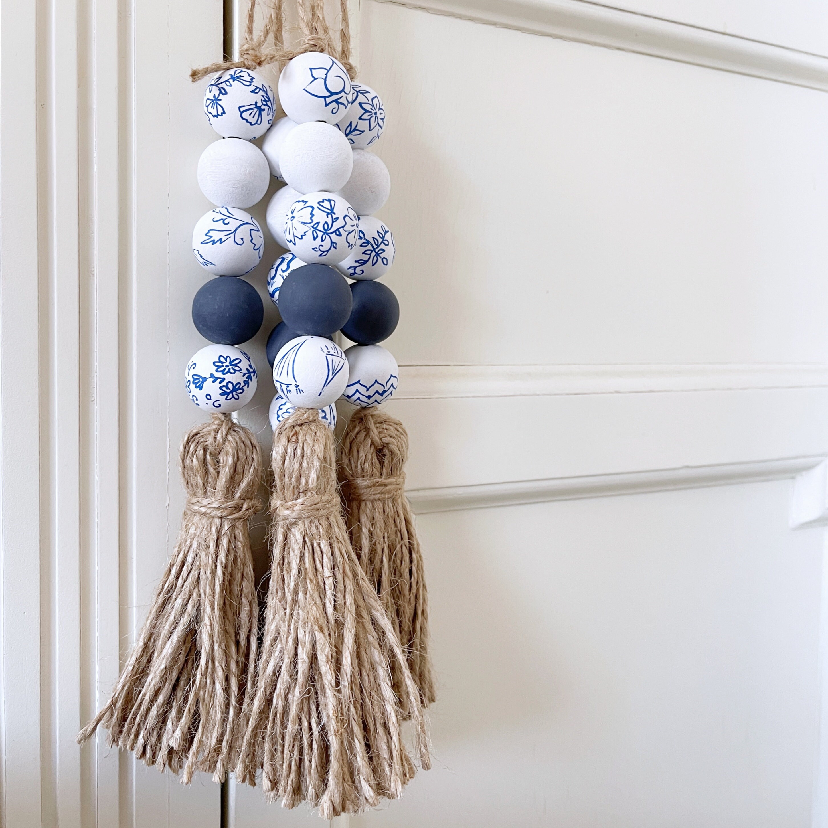 4 Chinoiserie Door Knob Hangers Hamptons Style Navy Blue and | Etsy ...