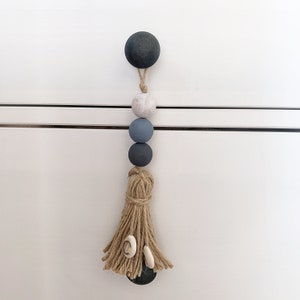 4 Doorknob Tassels, Seashell Drawer Pull Tassel With Farmhouse Beads ...