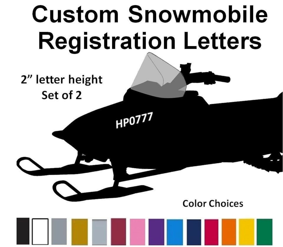 Set of 2 Snowmobile Registration Decals - 2 INCH Numbers Lettering ...
