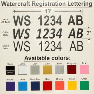 Set of 2 Watercraft Registration Numbers 3 INCH Lettering Vinyl Boat ...