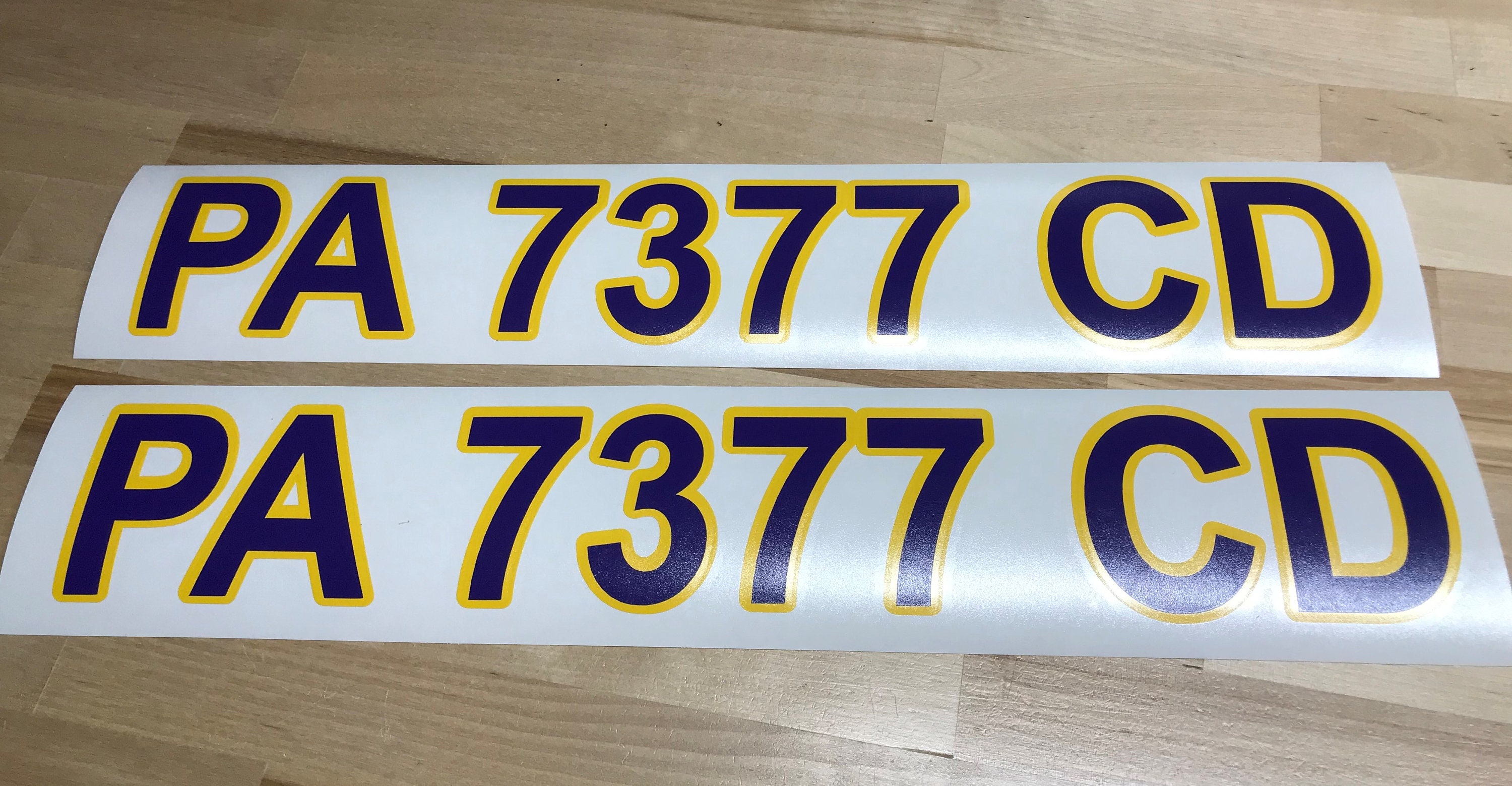 2 COLOR - Set of 2 - Boat Registration Numbers 3" Vinyl Decals Stickers ...