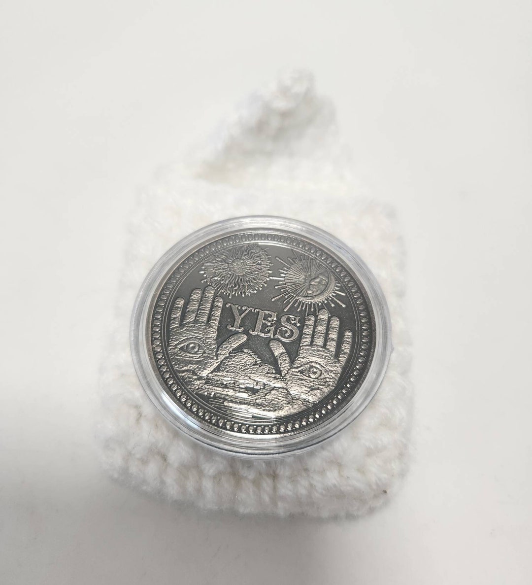 Divination Coin. Yes / No Coin. Crochet Carry Pouch. Challenge Coin ...
