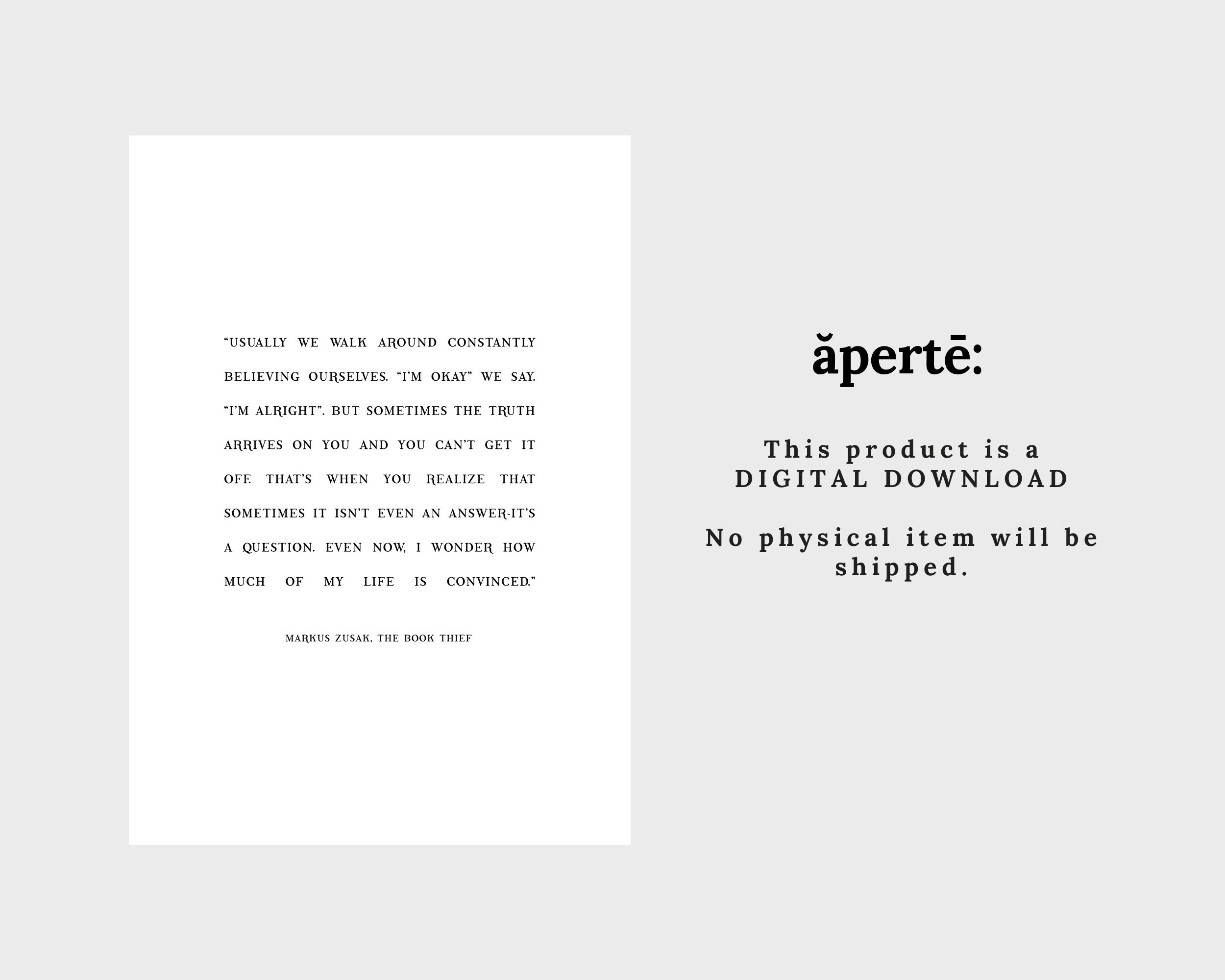 The Book Thief Quote / Markus Zusak / Literature Typography Calligraphy ...