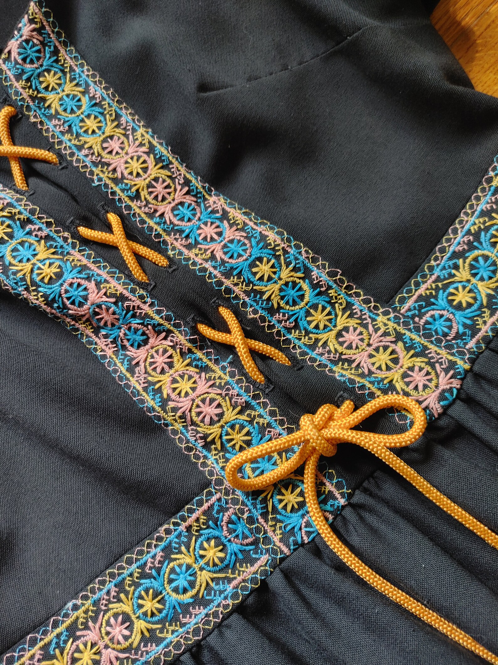 1970s Rainbow Embroidered Vicky Vaughn Folk Dress Vintage Prairie ...