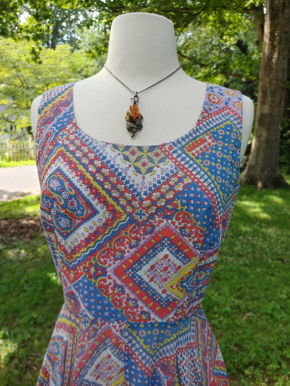 1970s Patchwork Print Maxi Dress - Gem