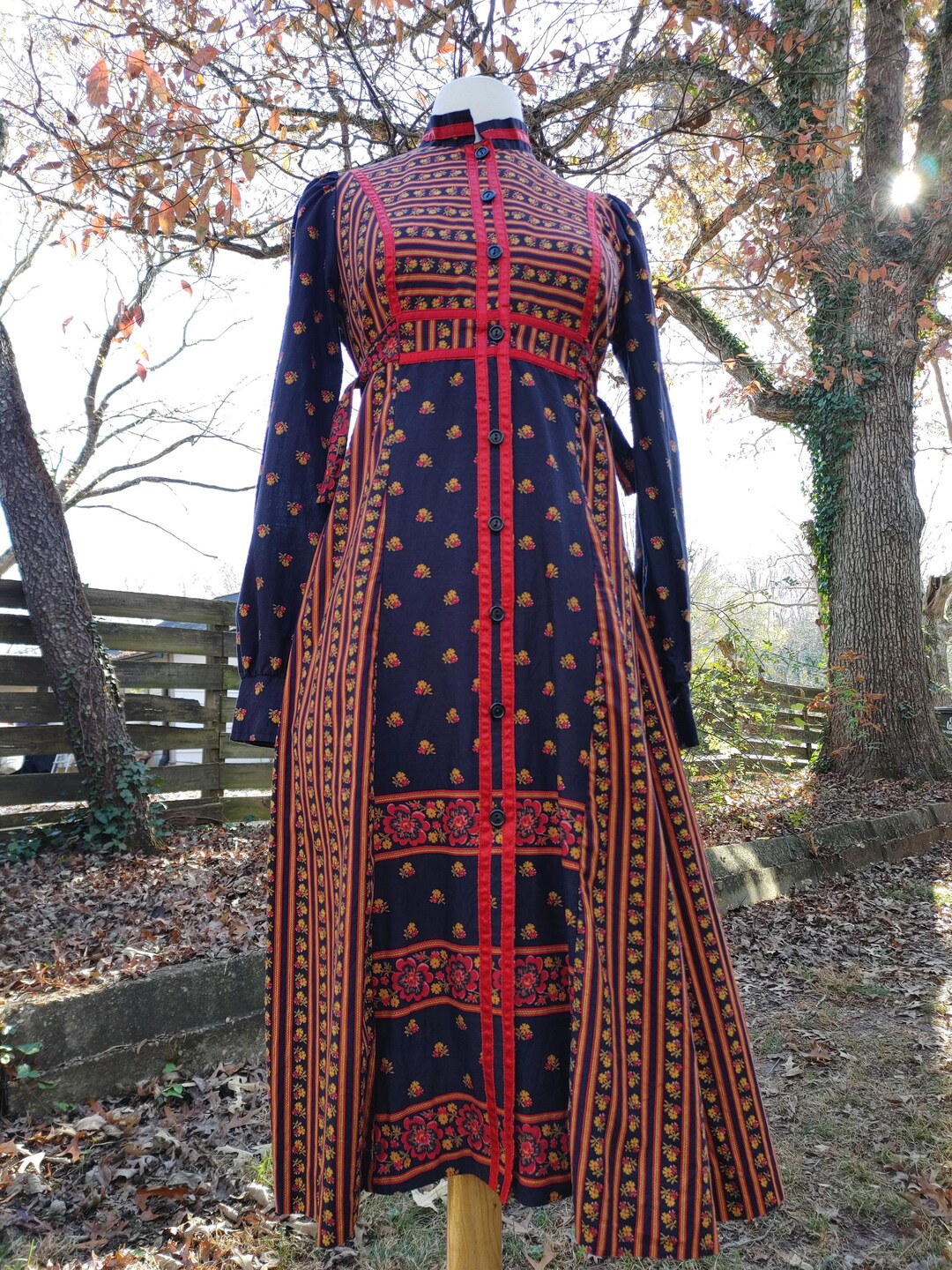 1970s Vintage Rags by Kressandra Prairie Folk Peasant Midi Dress Gunne ...