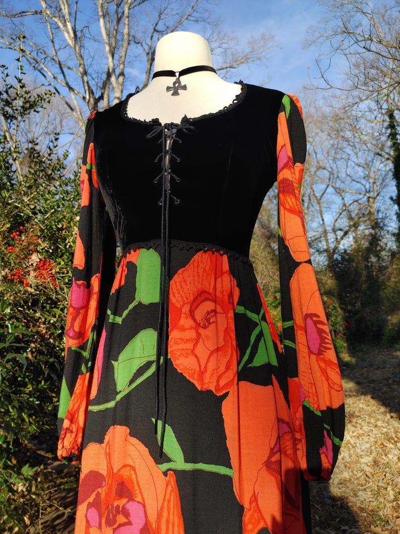 1970s Joseph Magnin Young Innocent Arpeja Young Edwardian Gothic Rose ...