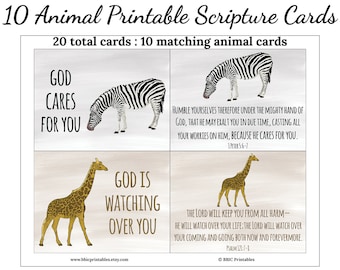10 Animal Printable Scripture Cards C1 INSTANT DOWNLOAD | Etsy