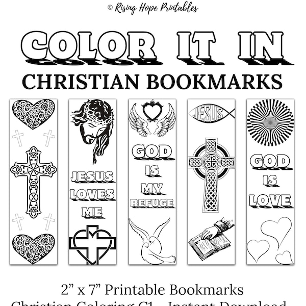 Christian Coloring Bookmarks - Etsy