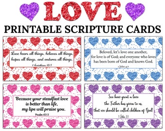 Printable Valentines, Bible Verse, Love Scripture Cards - Etsy