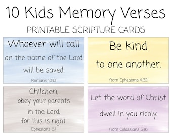 Scripture Memory Cards for Kids. 24 Bible Verse Cards for - Etsy