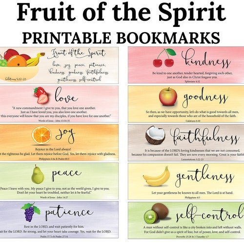 20 Fruit of the Spirit Printable Bookmarks galatians 5:22-23 - Etsy