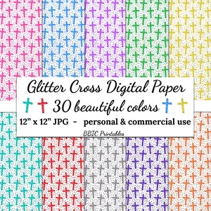 Glitter Cross Digital Paper- INSTANT DOWNLOAD, Glittery Cross Christian ...