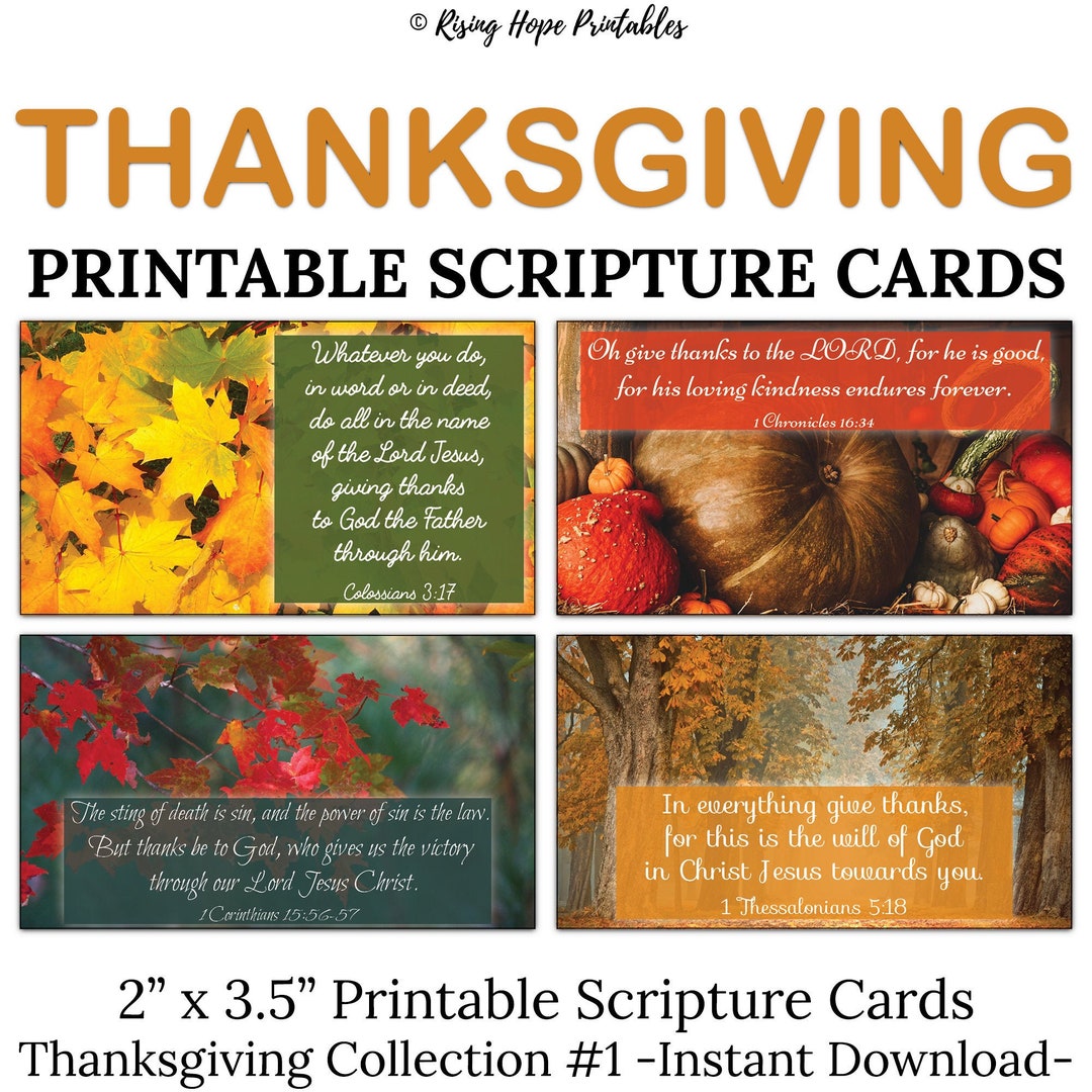 Thanksgiving Scripture Cards -C1- INSTANT DOWNLOAD, Fall Autumn ...